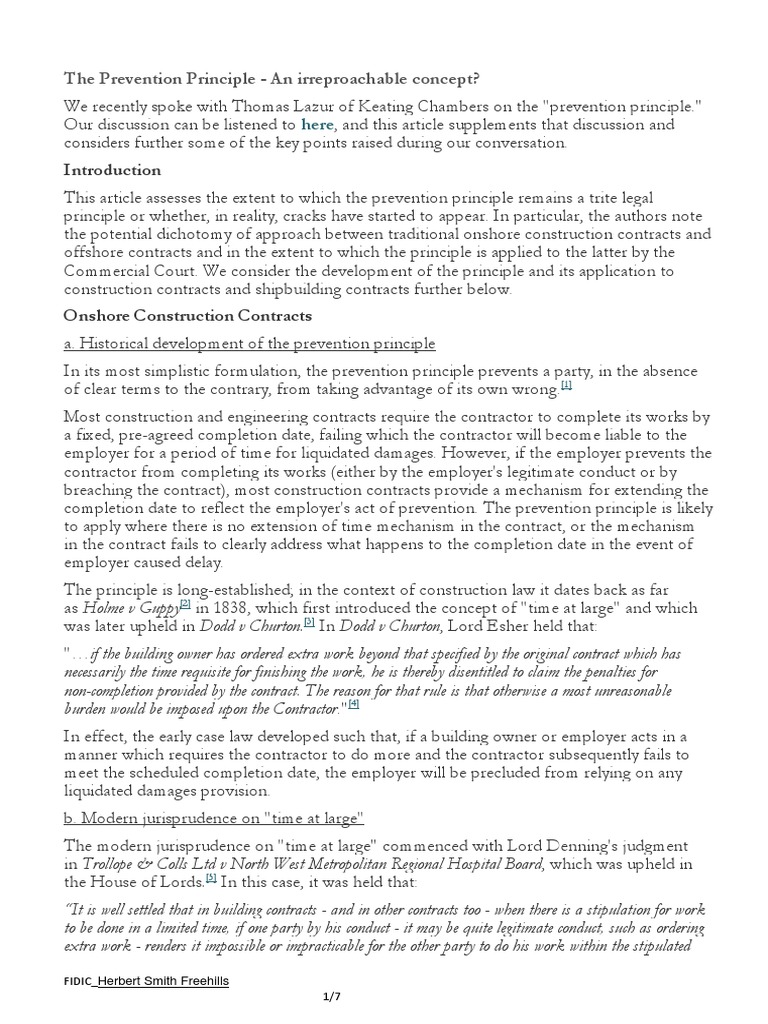 The Prevention Principle - An Irreproachable Concept | PDF | Liquidated ...