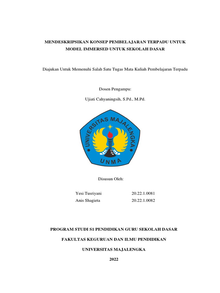 Model Pembelajaran Terpadu Immersed SD | PDF | Karier & Perkembangan