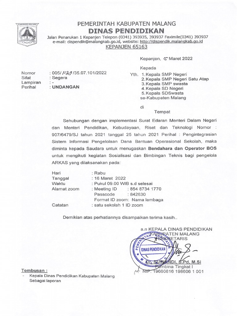 Undangan Bimtek Arkas | PDF