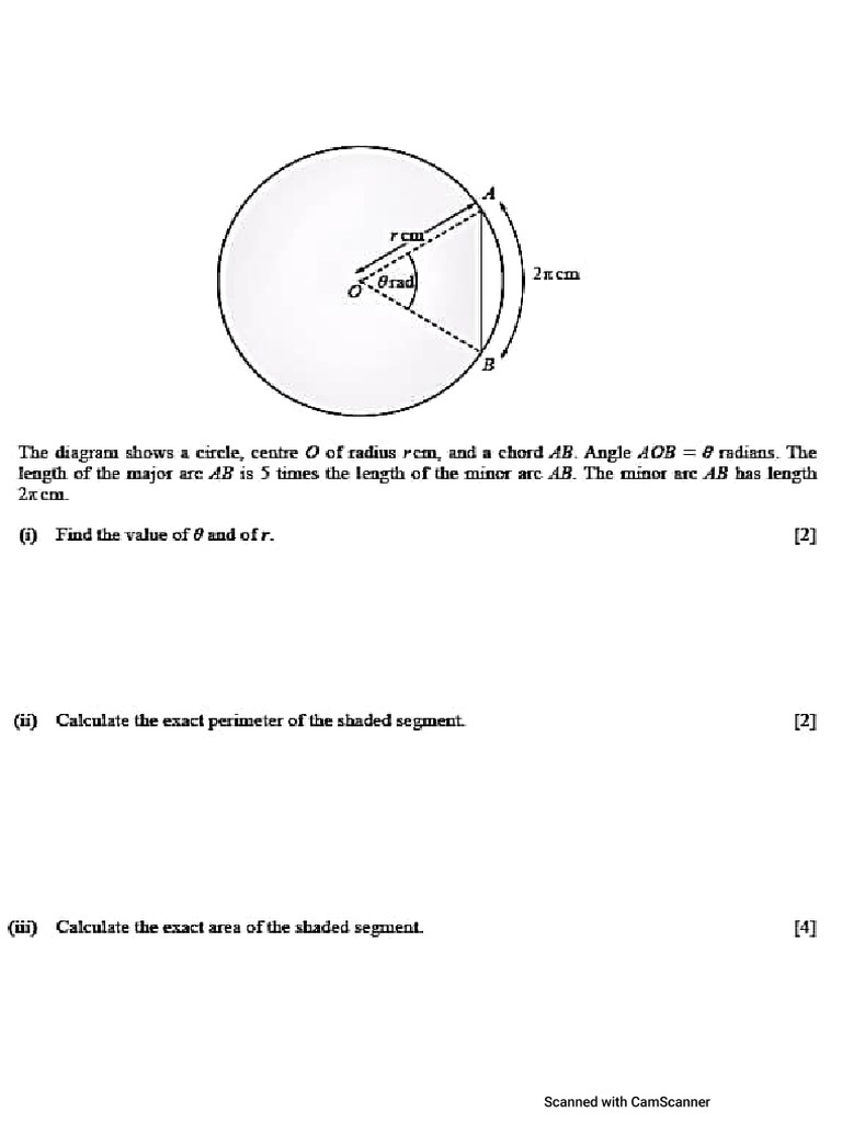 Circular Measure Igcse Ws | PDF
