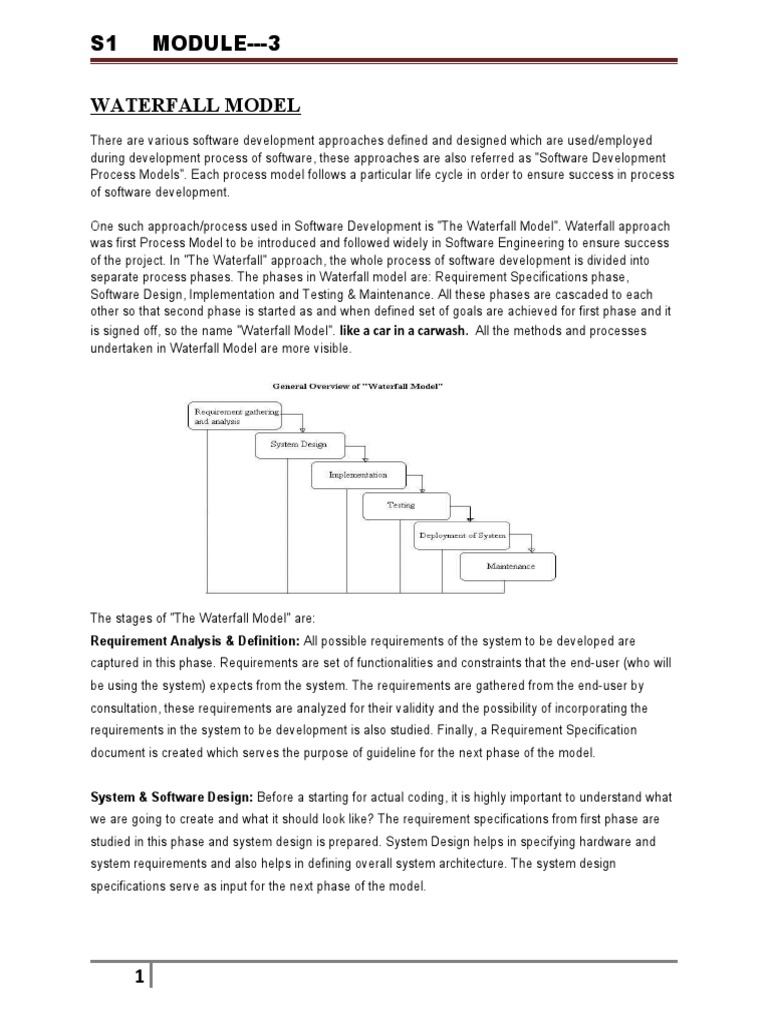 Waterfall Model: S1 Module - 3 | PDF | Software Testing | Software ...
