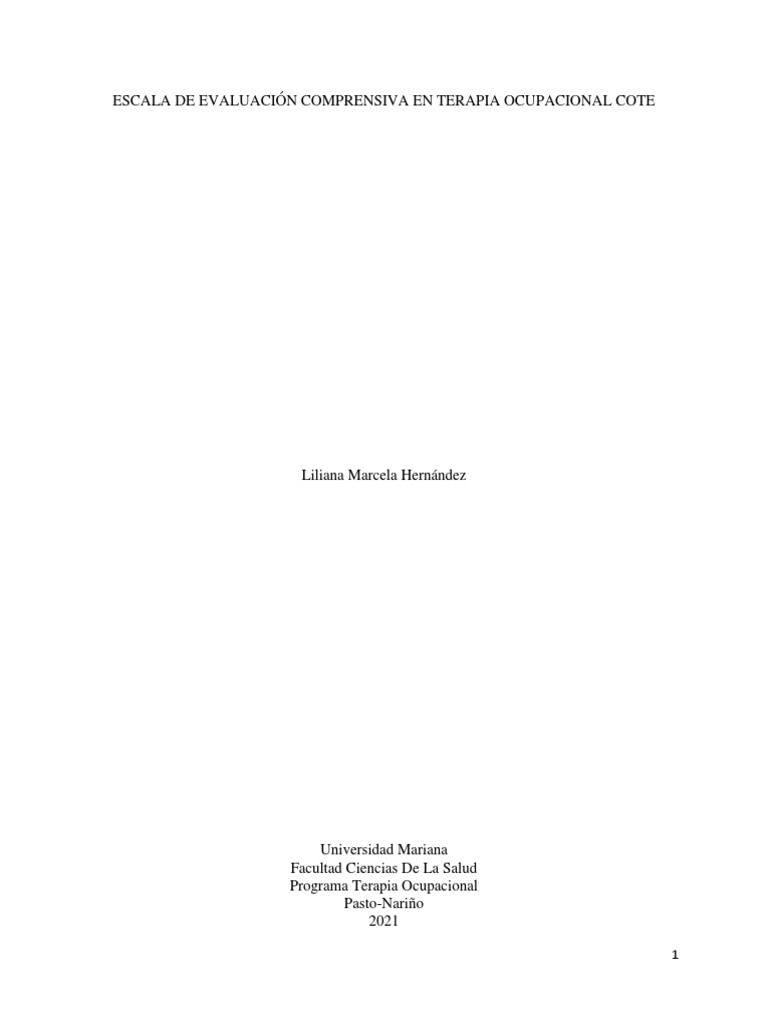 Escala de Evaluación Comprensiva en Terapia Ocupacional Cote | PDF ...