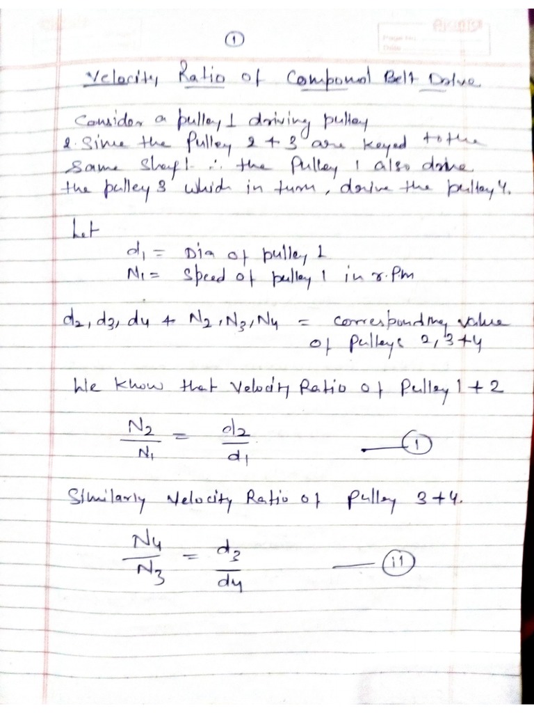 Velocity Ratio of Belt Drive | PDF