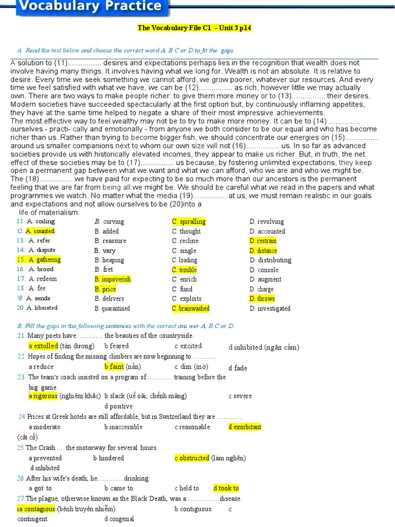 The Vocabulary Files C1 - Unit 3 p14-đã chuyển đổi | PDF