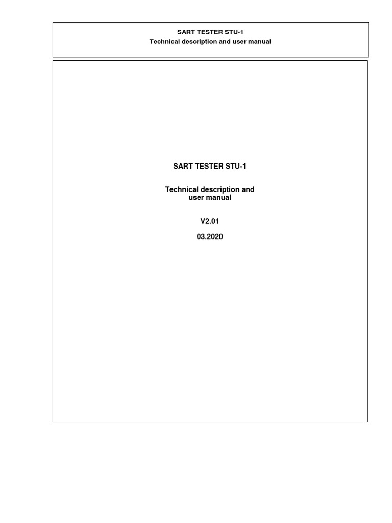 Sart Tester Stu-1 Technical Description and User Manual | PDF | Radar ...