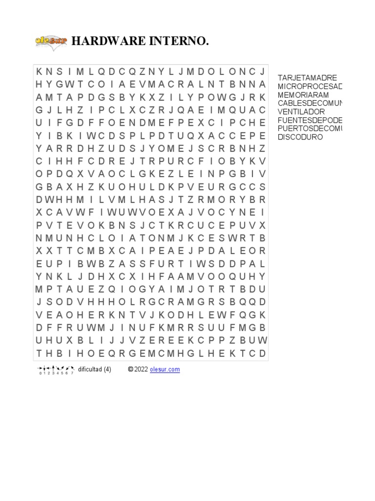 Sopa de Letras HARDWARE | PDF