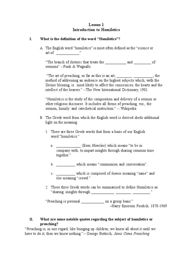 What Is The Definition of The Word "Homiletics"?: Lesson 1 Introduction ...