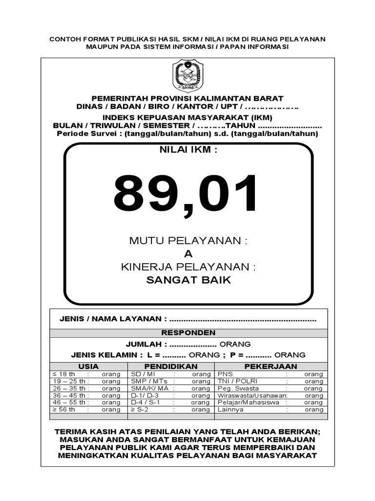 Format Publikasi Hasil SKM - Ikm | PDF