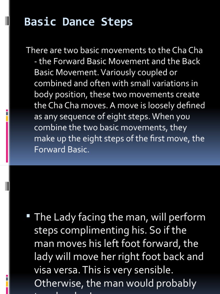 Basic Dance Steps: Learn the Cha Cha and Back Basic | PDF | Dances
