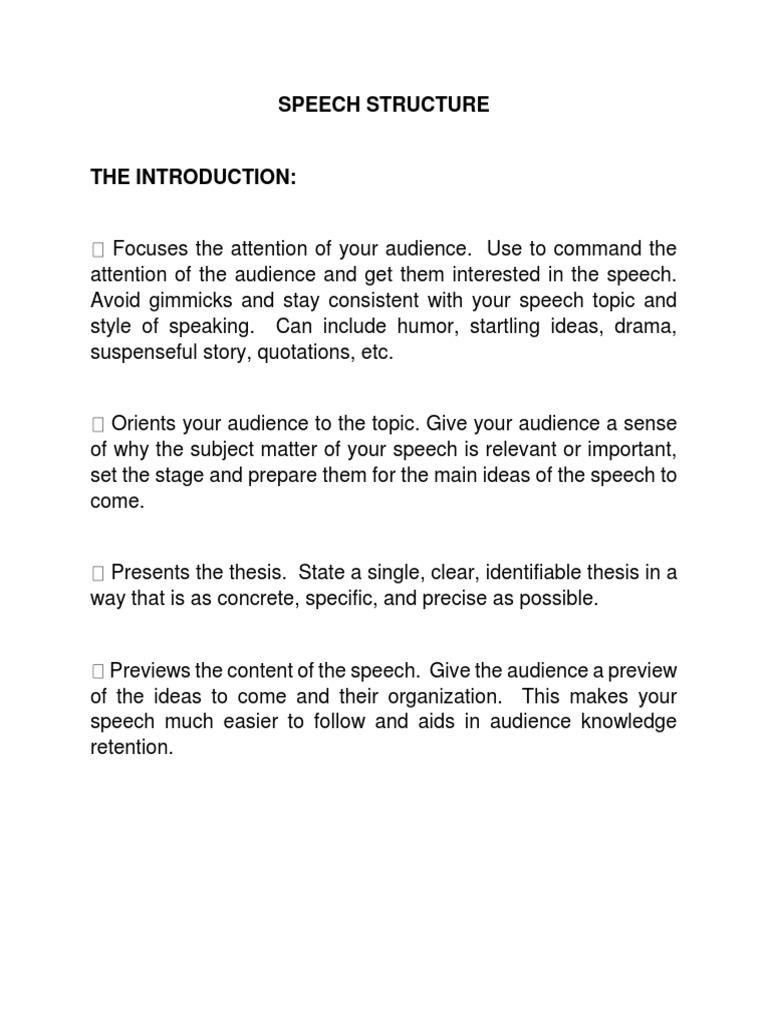 Basic Speech Structure | PDF | Speech | Psychological Concepts