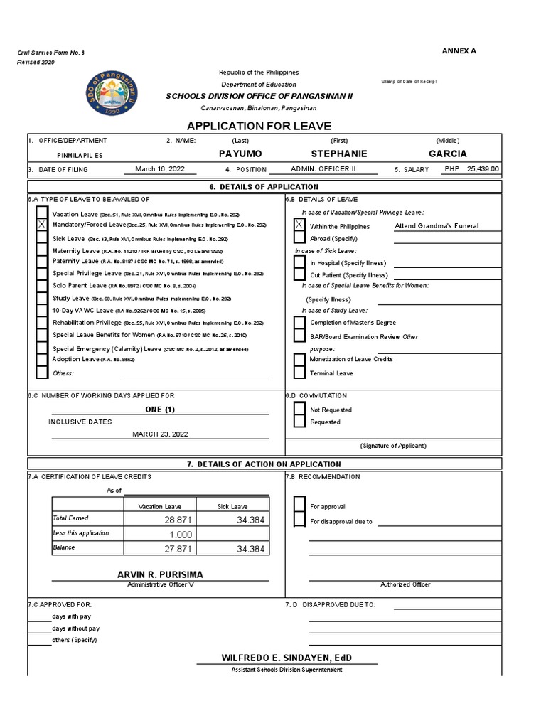 f6 Leave Form Revised 2020 | PDF | Parental Leave | Surgery