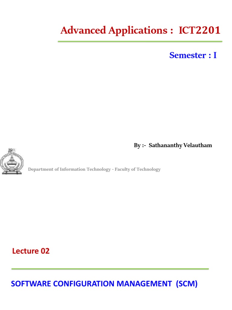 Lecture - 02 SOFTWARE CONFIGURATION MANAGEMENT (SCM) | PDF | Version Control | Software Development