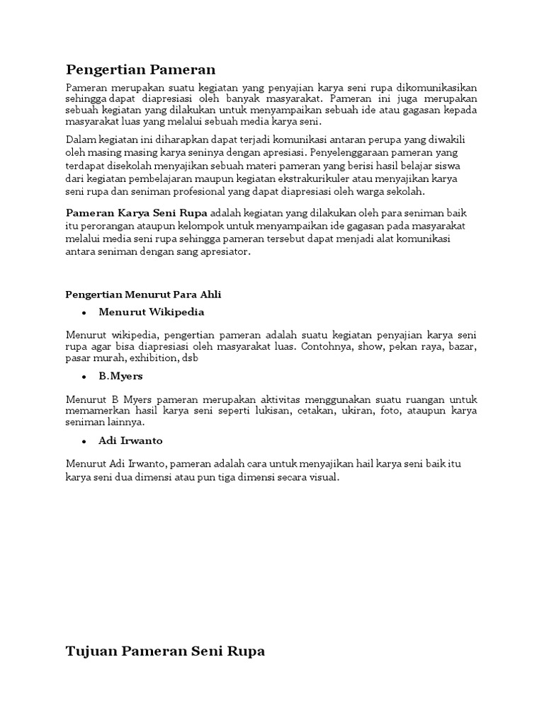 Bahan Pertemuan 1-2 Pengertian Pameran | PDF