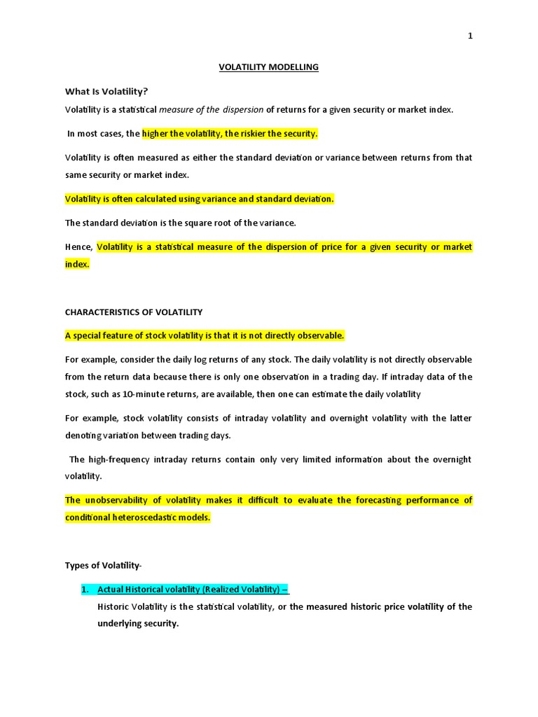 Volatility Modelling | PDF | Volatility (Finance) | Autoregressive Model