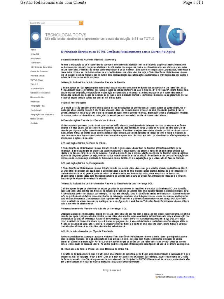 10 Principais Beneficios Do TOTVS Gestao Do To Com o Cliente (RM Agilis ...