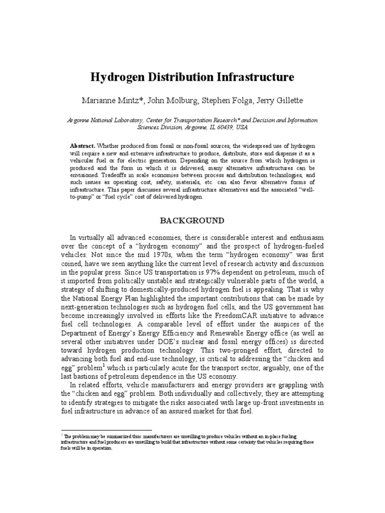 Hydrogen Distribution Infrastructure Overview | PDF | Natural Gas ...