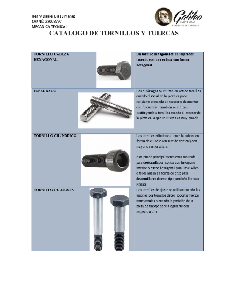 Catalogo de Tornillos y Tuercas | PDF | Tornillo | Ingeniería mecánica