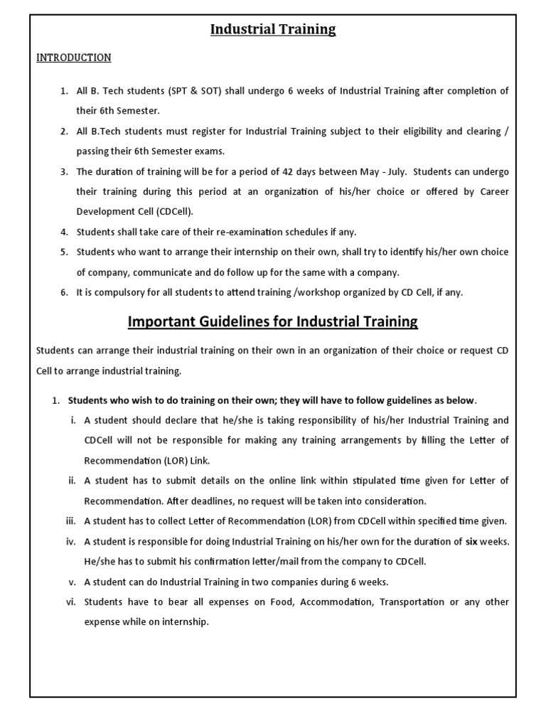 Guidelines For Training | PDF