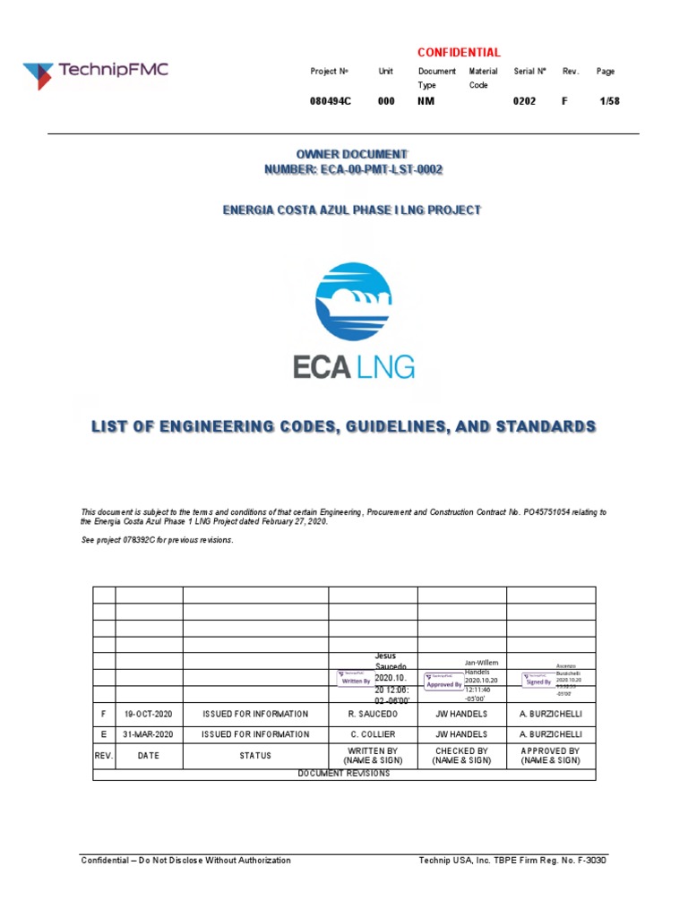 ECA-00-PMT-LST-0002 - RevF-LIST OF ENGINEERING CODES | PDF | Pump ...