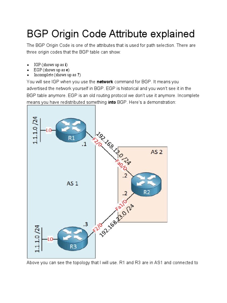 Understanding BGP Origin Codes: Explaining the Difference Between IGP ...