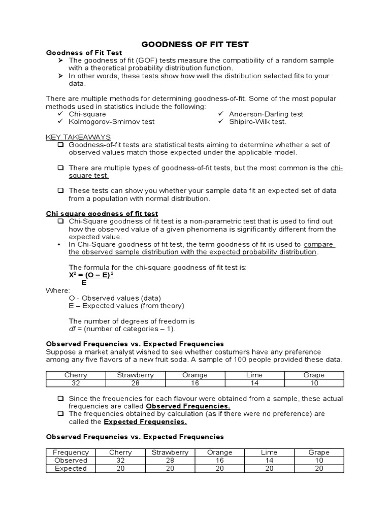 Goodness of Fit Test | PDF | Goodness Of Fit | Statistical Hypothesis ...