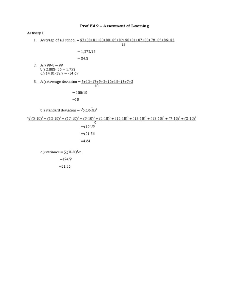 Prof Ed 9 - Assessment of Learning: Activity 1 | PDF