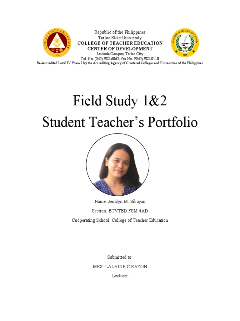 Field Study 1&2 Student Teacher's Portfolio: Republic of The ...