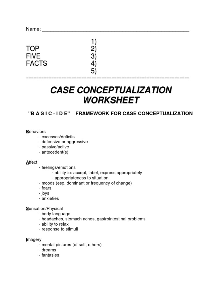 Case Conceptualization Worksheet | PDF | Child Neglect | Emotions
