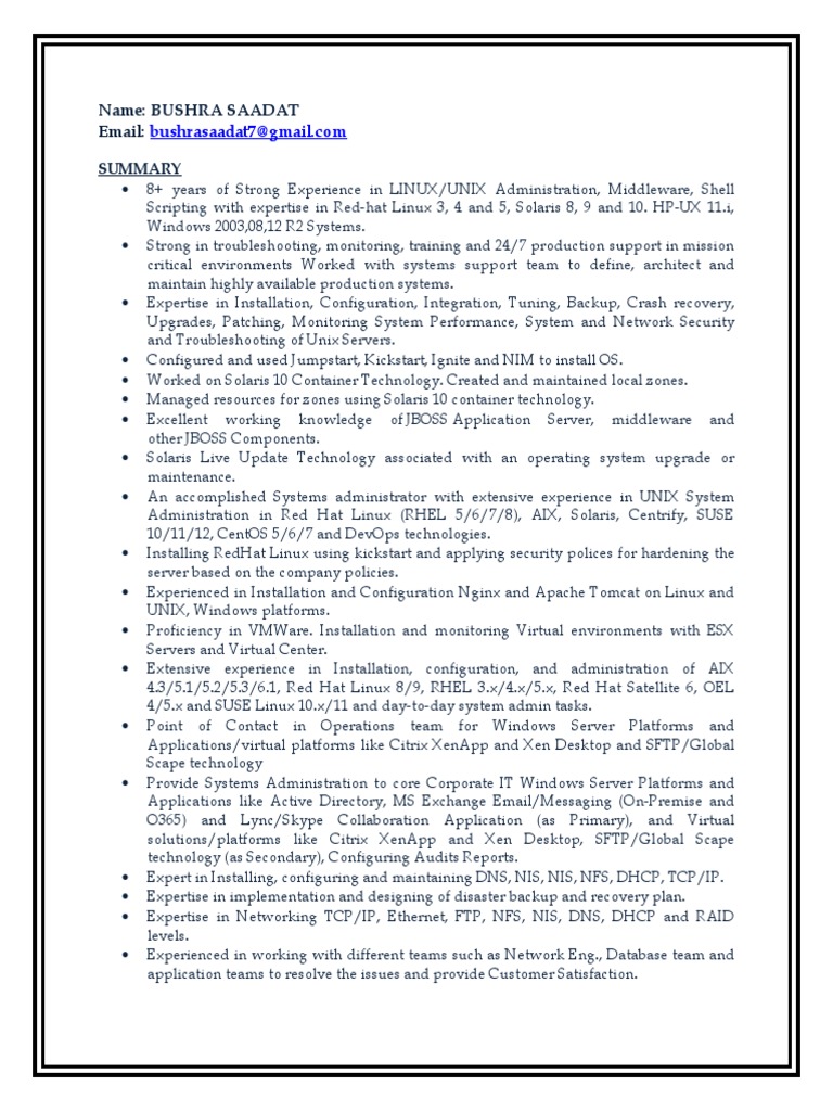 Name: Bushra Saadat Email | PDF | Red Hat | Linux