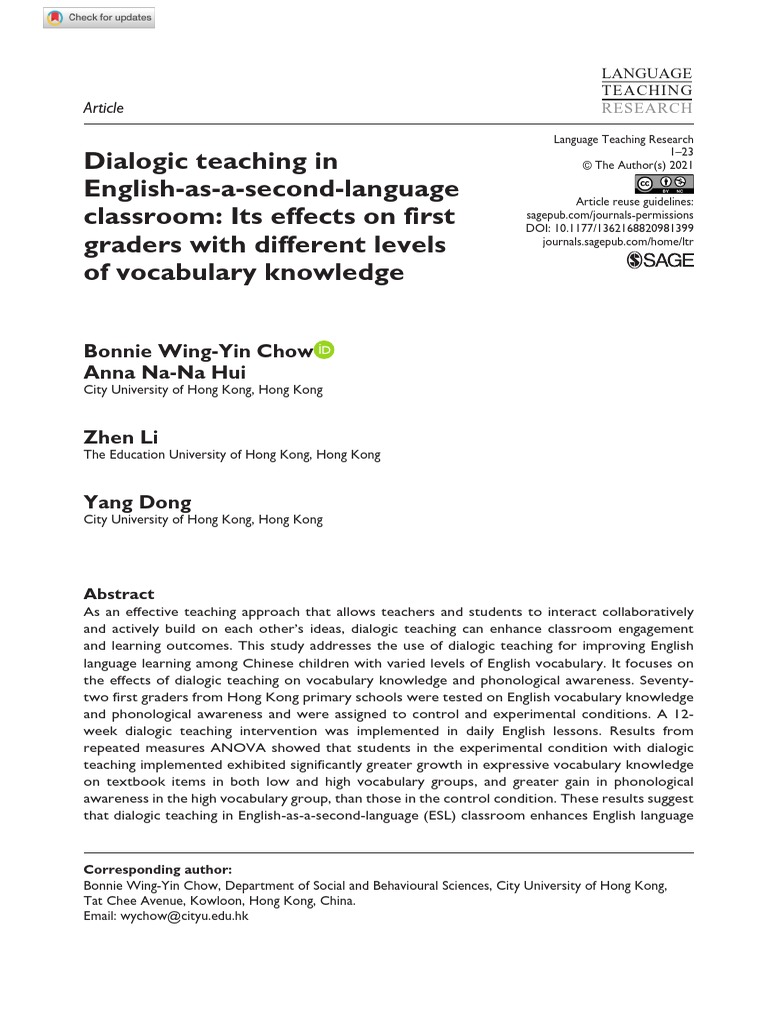 Dialogic Teaching in | PDF