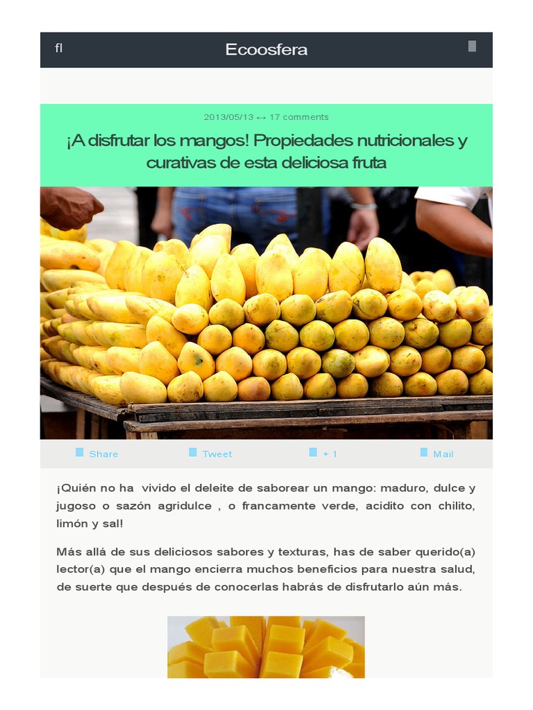 ¡A Disfrutar Los Mangos! Propiedades Nutricionales y Curativas de Esta Deliciosa Fruta ...