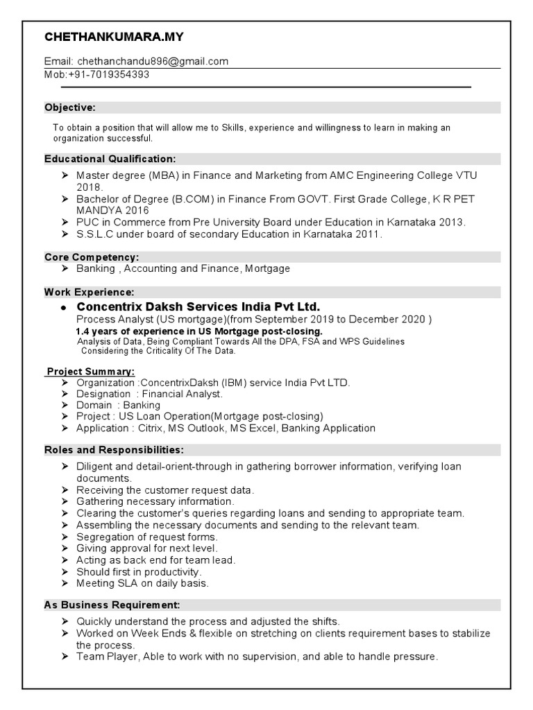 Chethankumara - My: Concentrix Daksh Services India PVT LTD | PDF ...