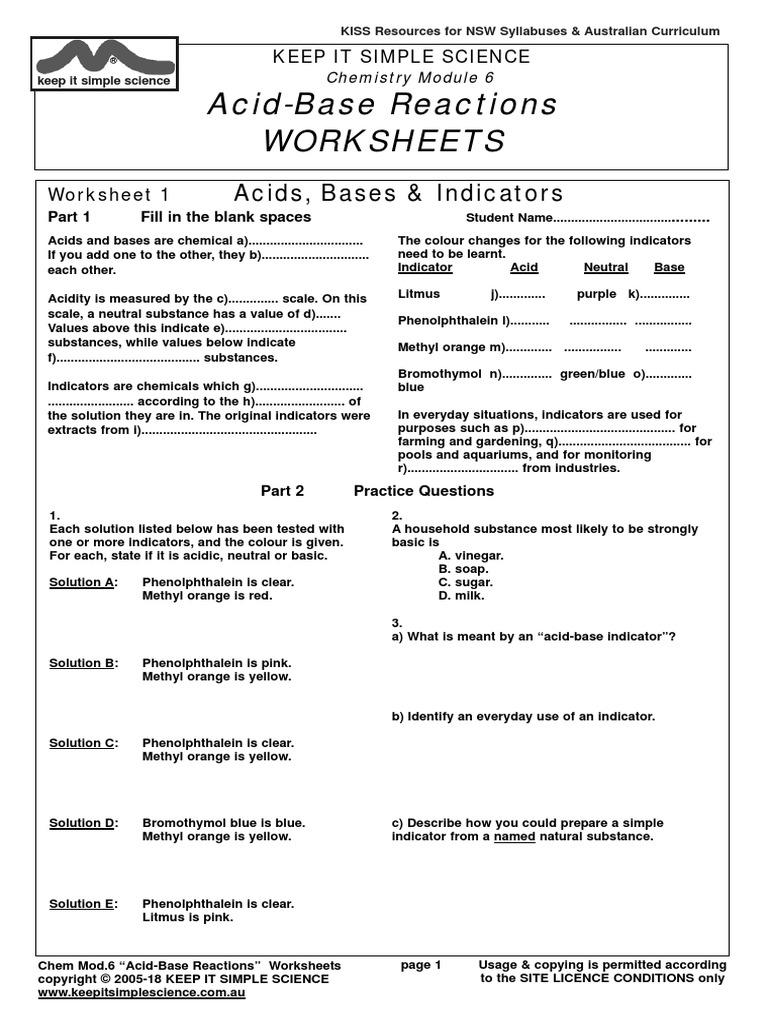 Module 6 KISS Questions | PDF | Acid | Chemistry
