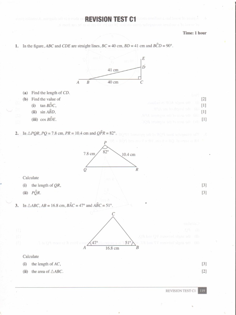 Revision Test C1 | PDF | Mathematics | Euclidean Geometry