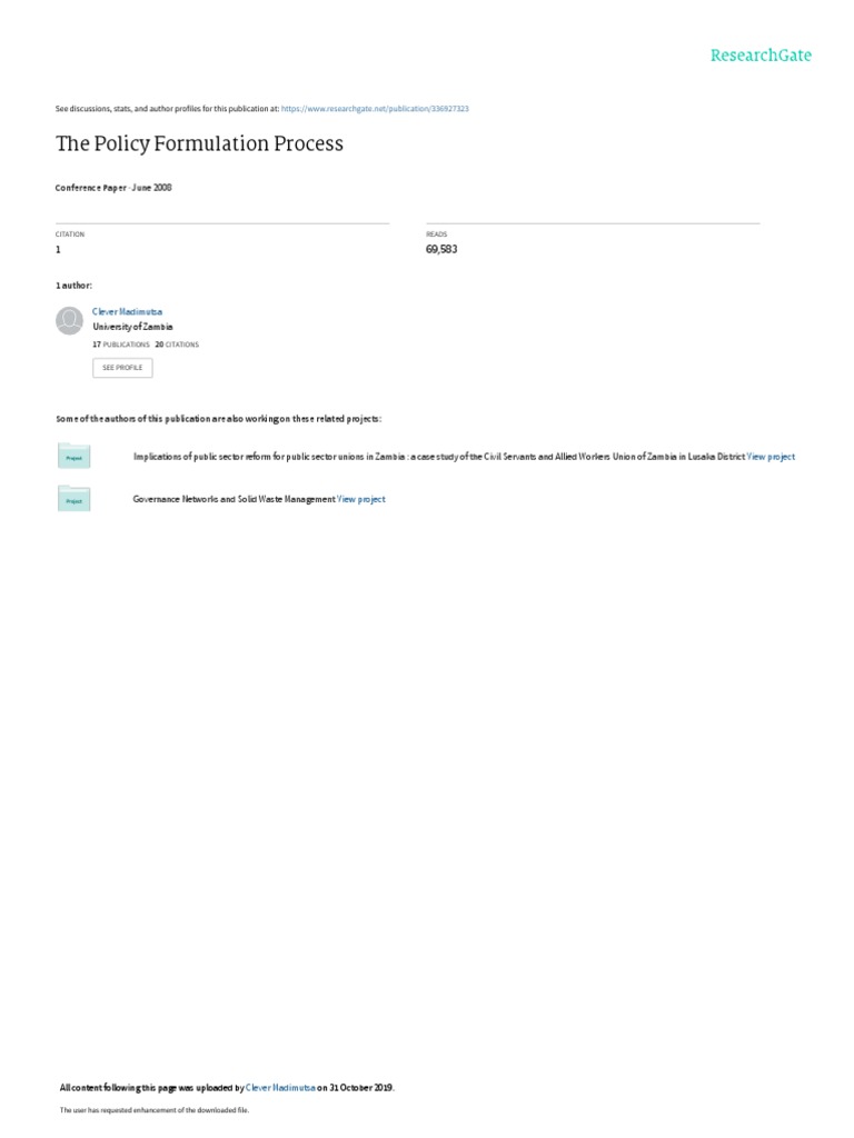 The Policy Formulation Process | PDF | Policy | Bill (Law)