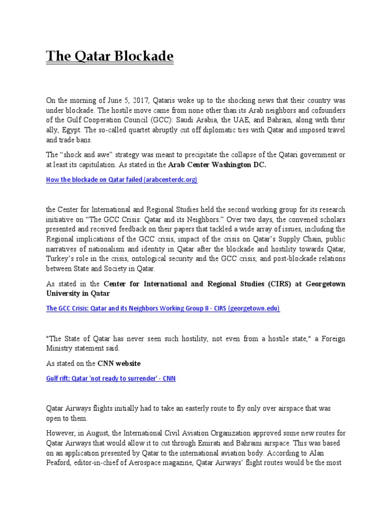 The Qatar Blockade | PDF | Gulf Cooperation Council | Qatar
