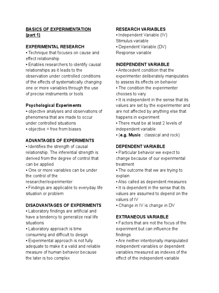 BASICS OF EXPERIMENTATION (Part 1&2) | PDF | Experiment | Validity ...