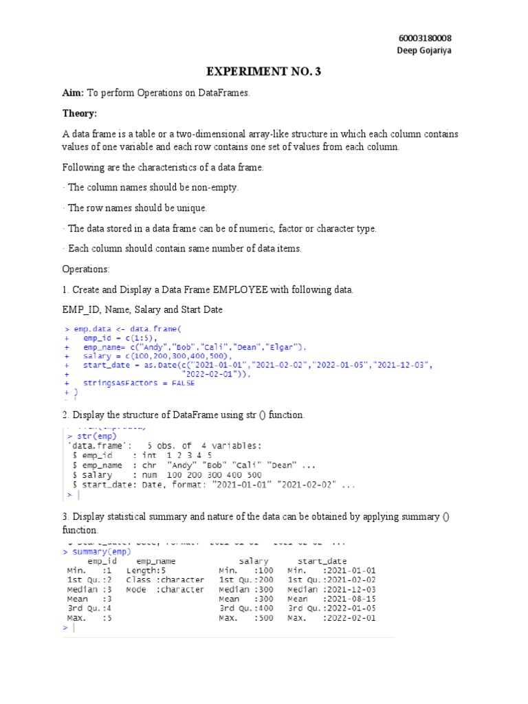 RLab Exp3 | PDF | Data | Computing