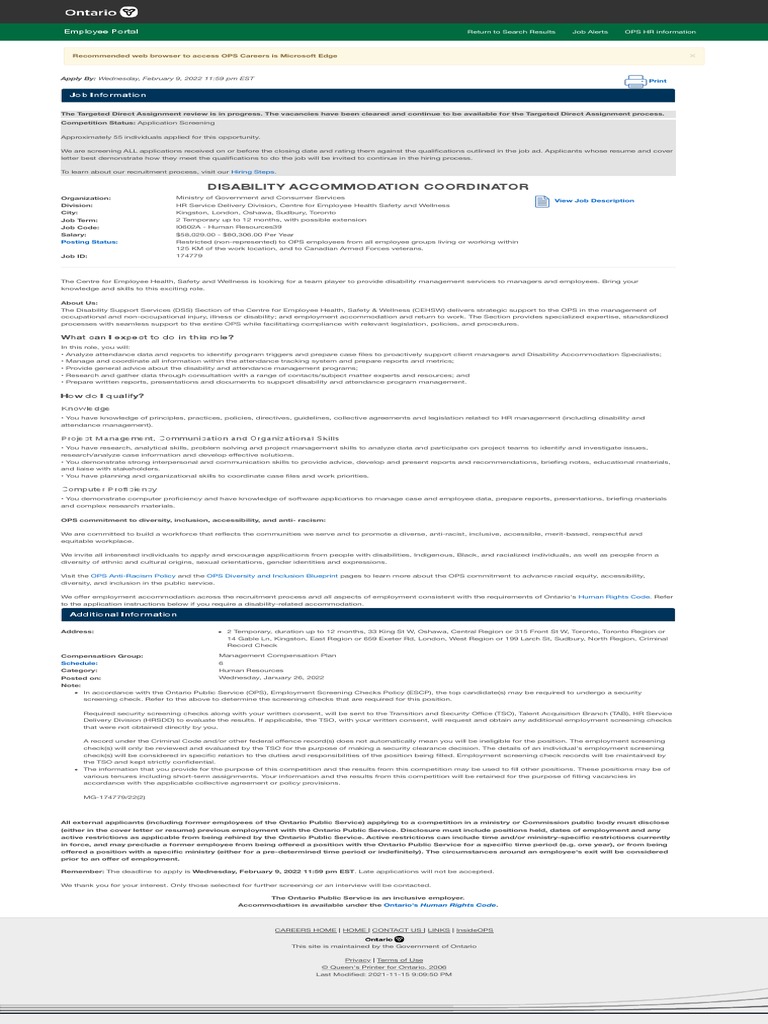 Disability Accommodation Coordinator | PDF | Employment | Expert