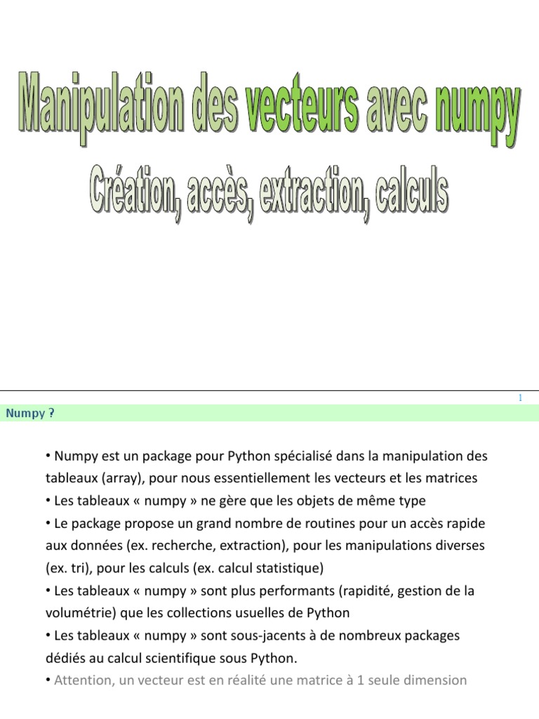 Guide Numpy pour Débutants Python | PDF | Mathématiques | Programmation informatique