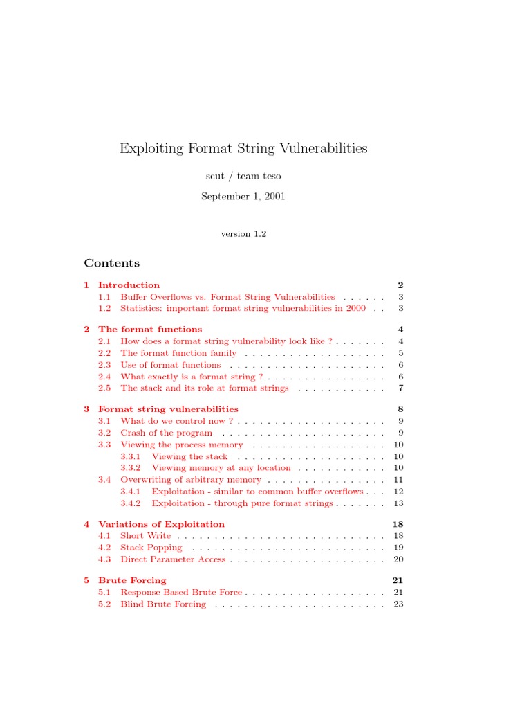 Exploiting Format String Vulnerabilities Scut Team Teso September 1 2001 Pdf Subroutine