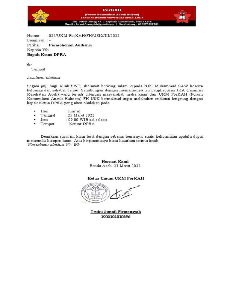 Contoh Surat Audiensi | PDF