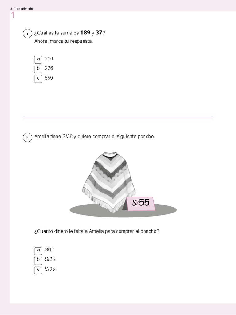 prueba-diagnostica matematica 3° | PDF