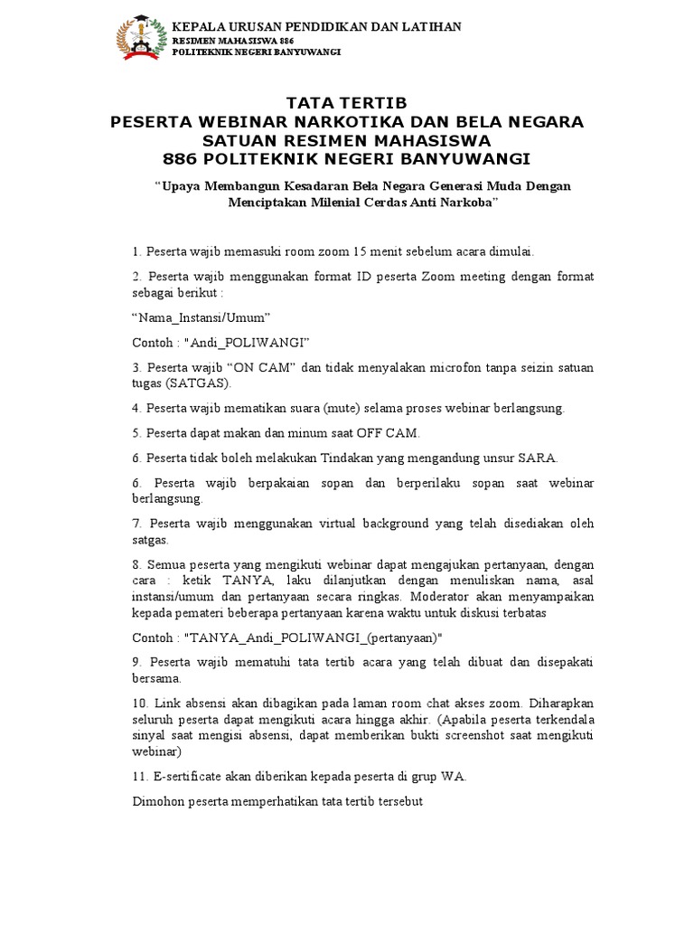 Tata Tertib Peserta Webinar | PDF