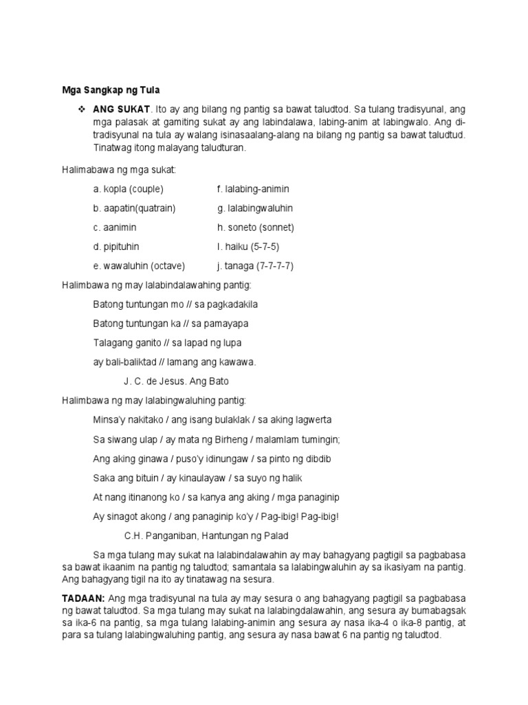 Sangkap at Elemento NG Tula | PDF