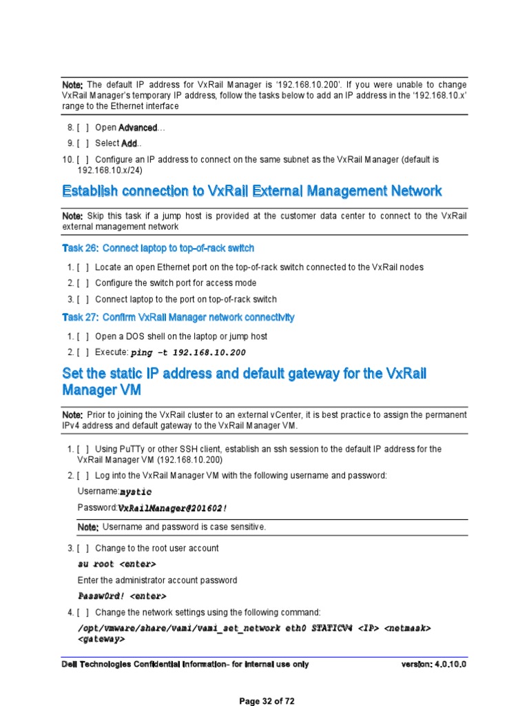 VxRail Manager Setup Guide | PDF | Ip Address | Computer Network