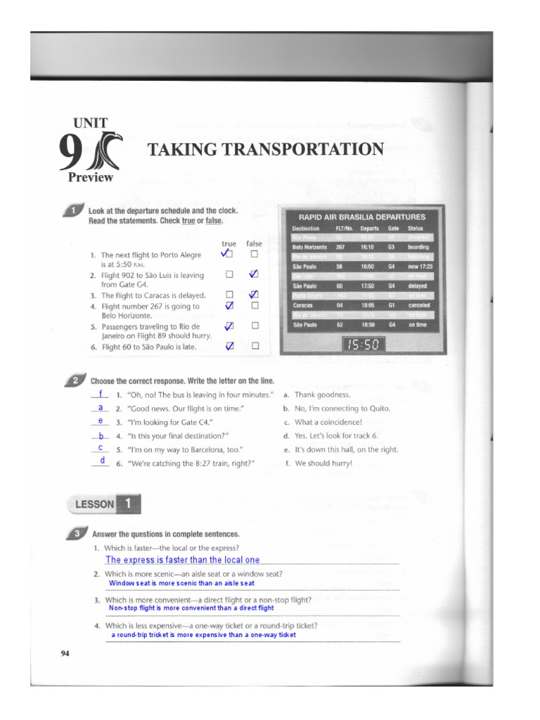 Workbook Unit 9 | PDF | Transport | Aviation