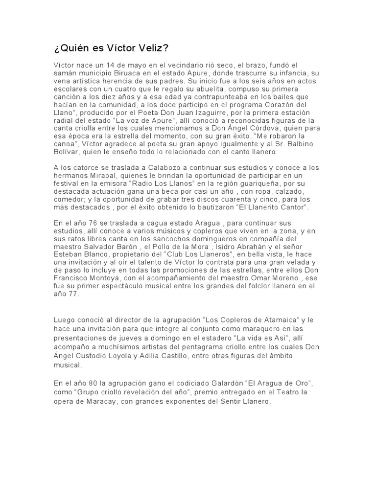 Quién Es Víctor Veliz | PDF