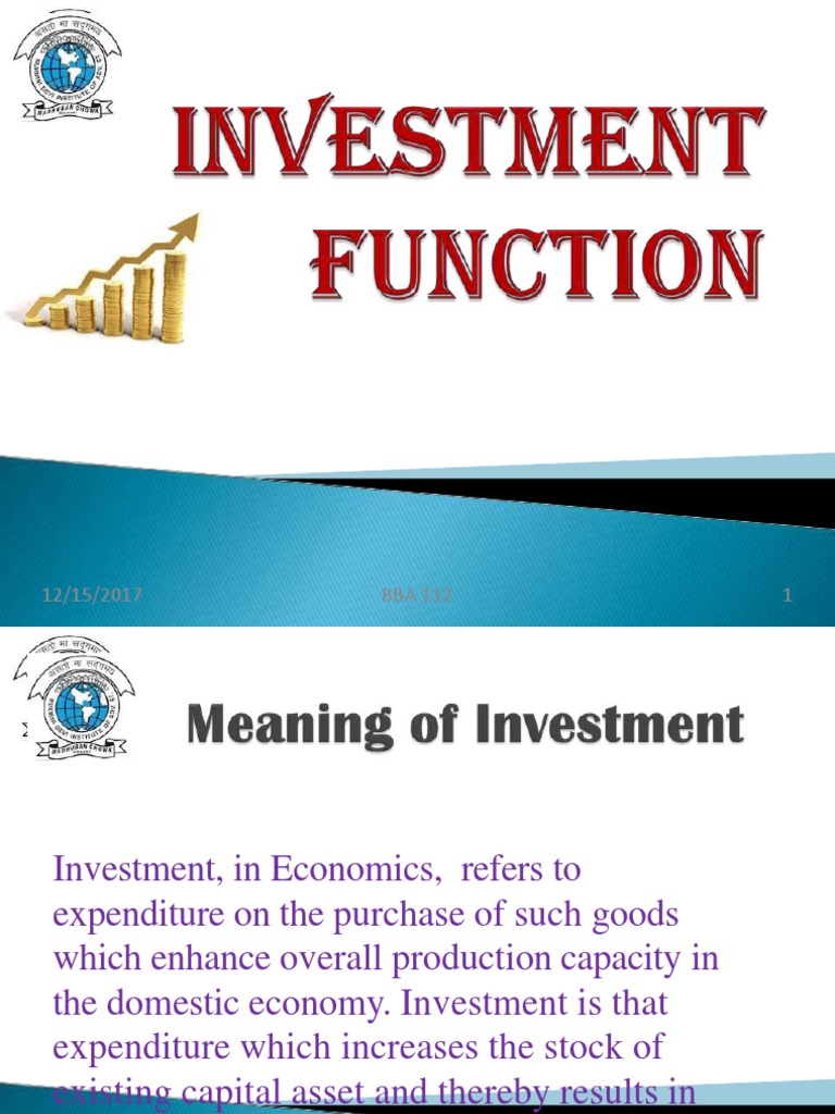 Investment Function | PDF | Investing | Income