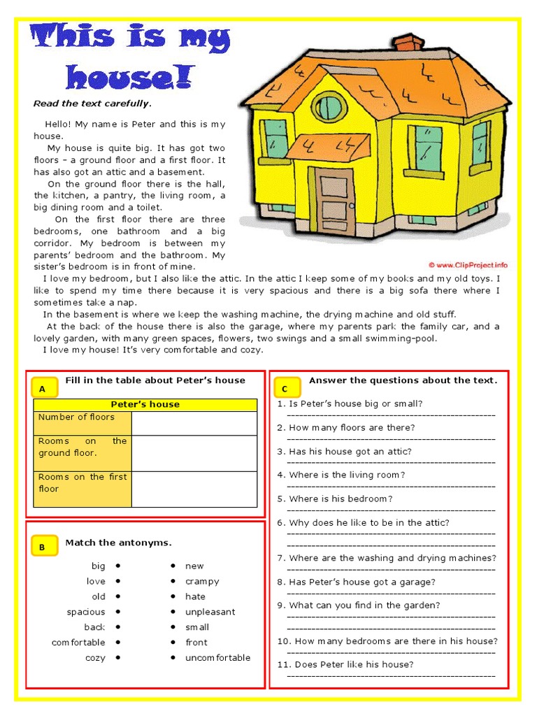 This Is My House Reading Comprehension Exercises 4833 | PDF
